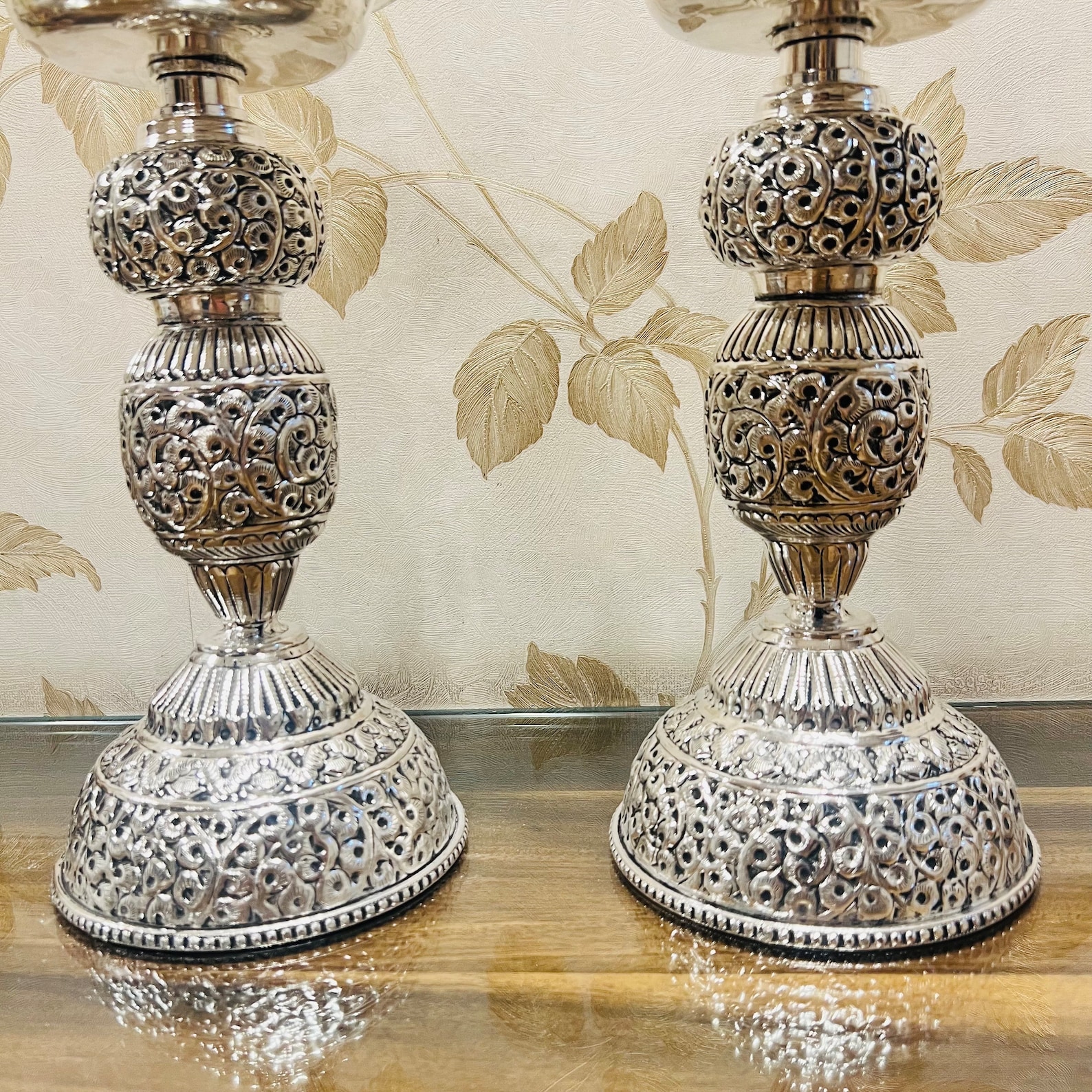 German Silver Peacock Samai, Set of 2 Samai Diya, Kutthu Vilakku Oil ...