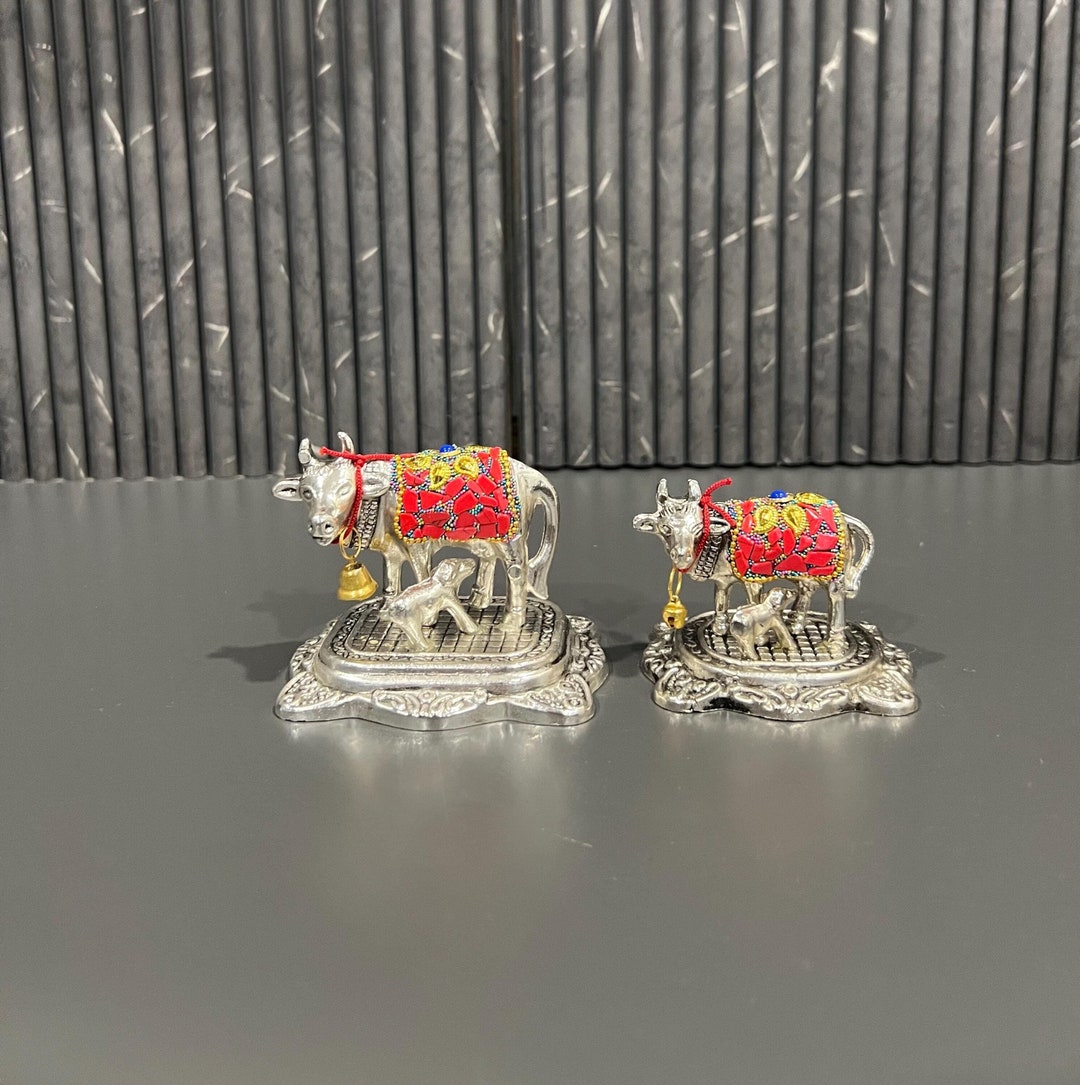 Lot of 50 German Silver Cow and Calf, Kamdhenu, Religious Gifts ...