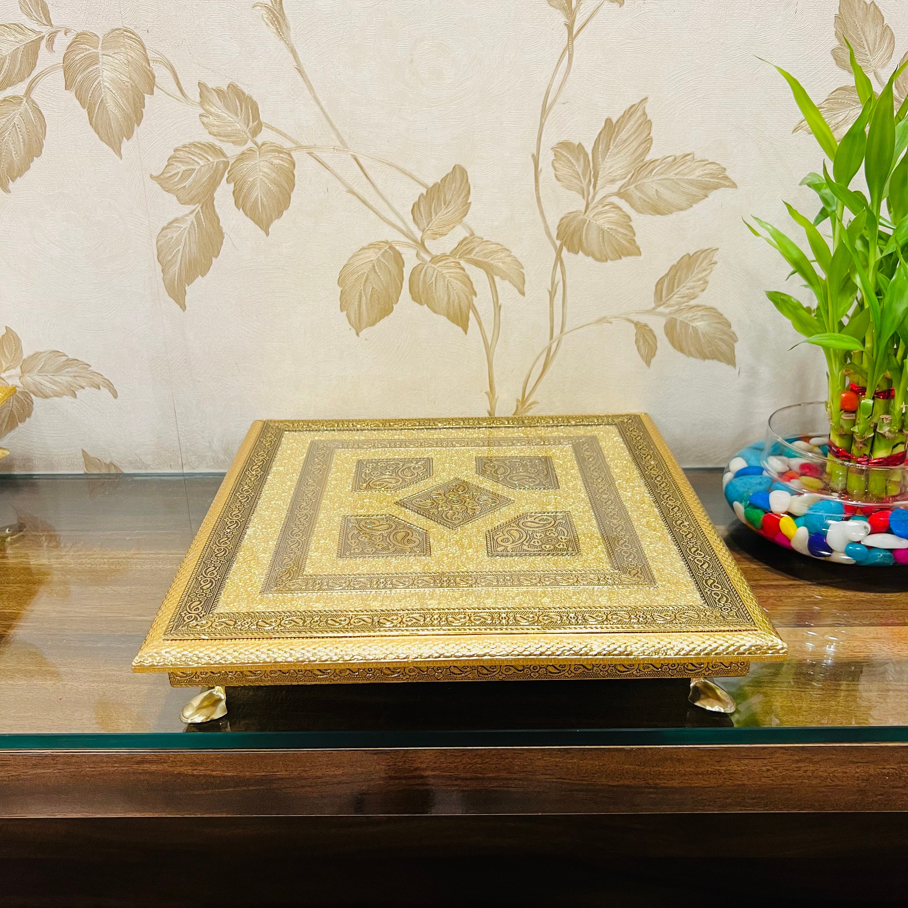 Set of 3 Wooden Brass Chowki, Chowki for God Idols, Indian Home Decor ...