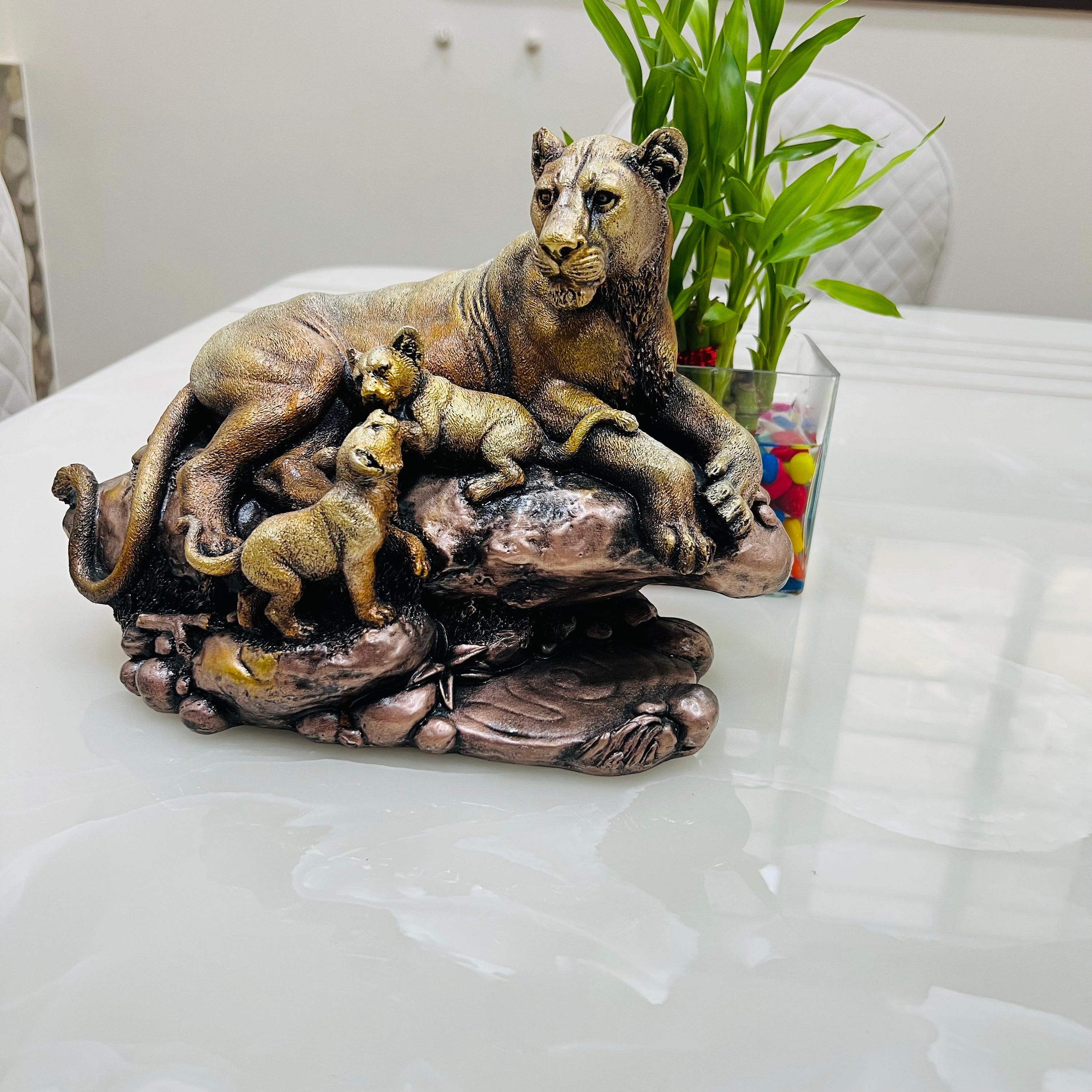 Tiger Family Statue Dust Marble Tiger Showpiece for Decor - Etsy