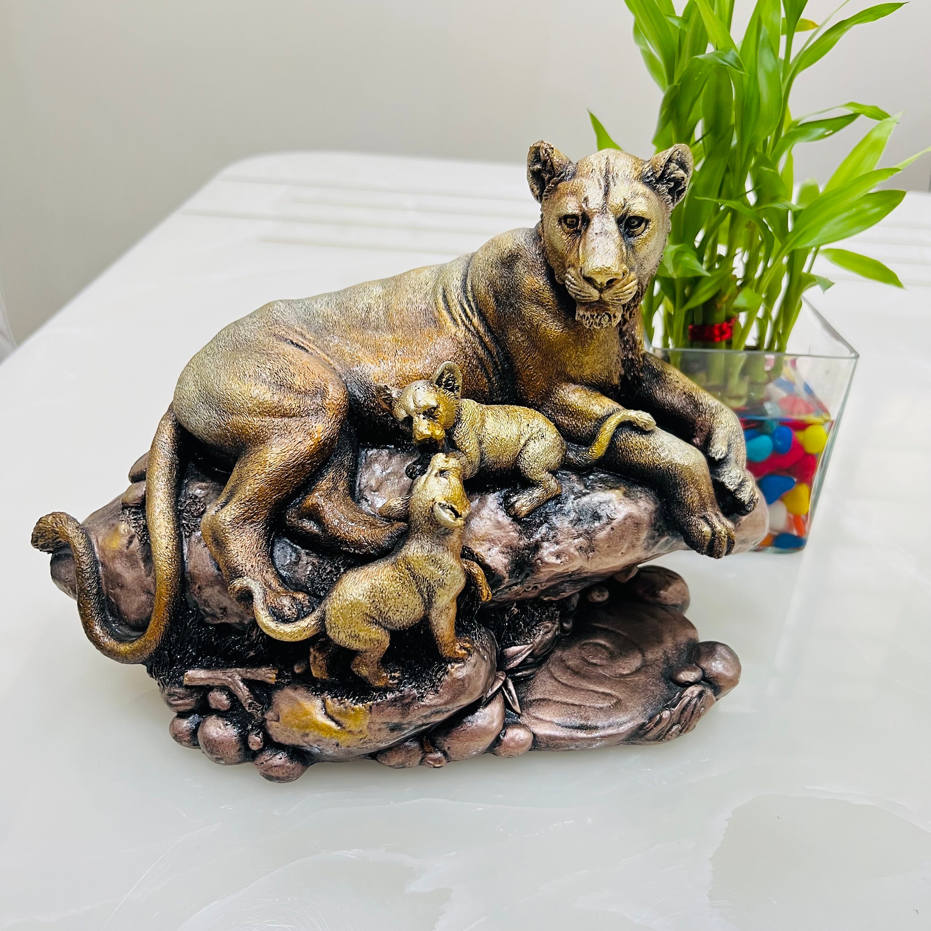 Tiger Family Statue Dust Marble Tiger Showpiece for Decor - Etsy