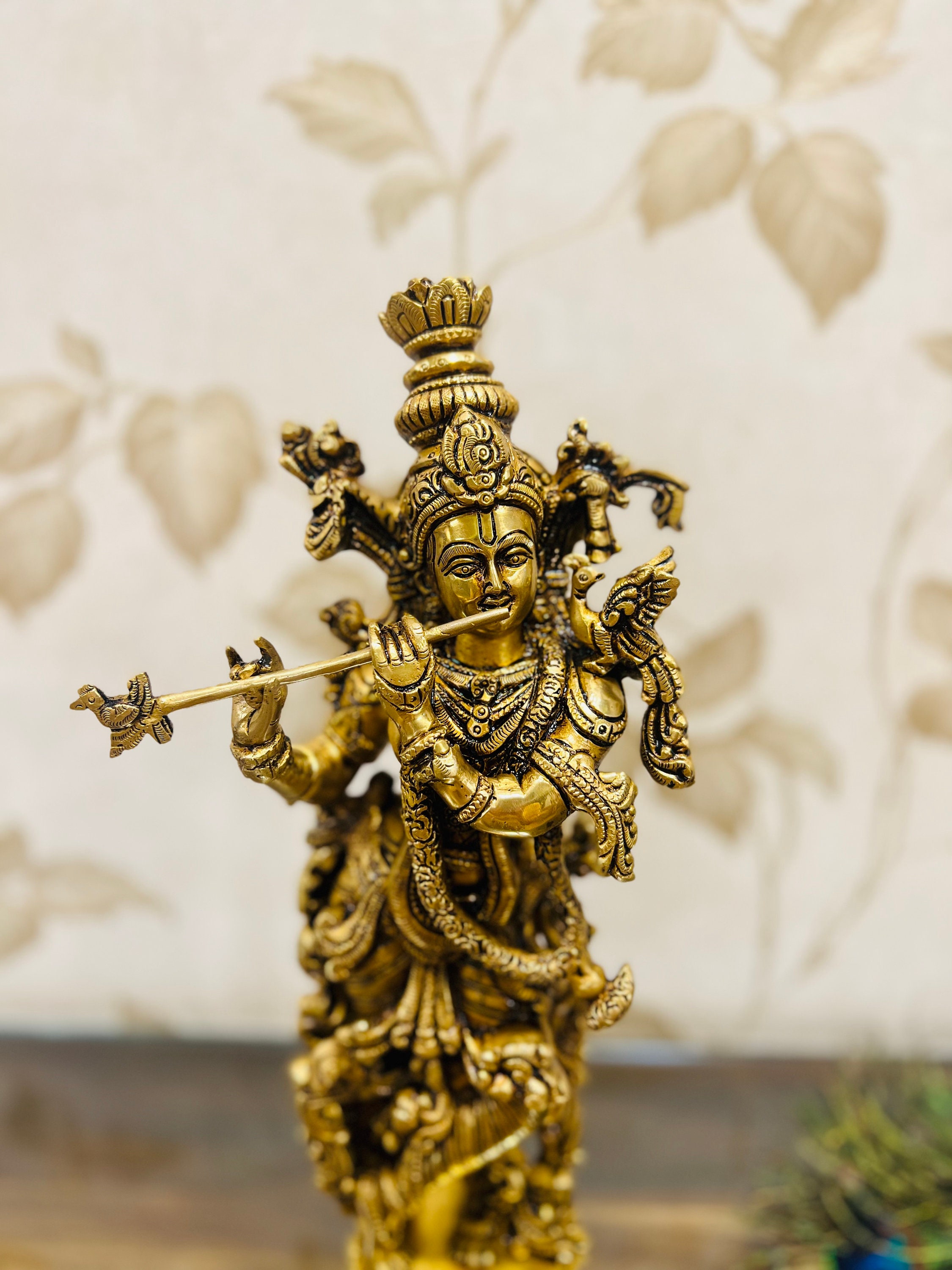 Brass Krishna Statue, Krishna Statue for Home Decor, Corner Table Decor ...