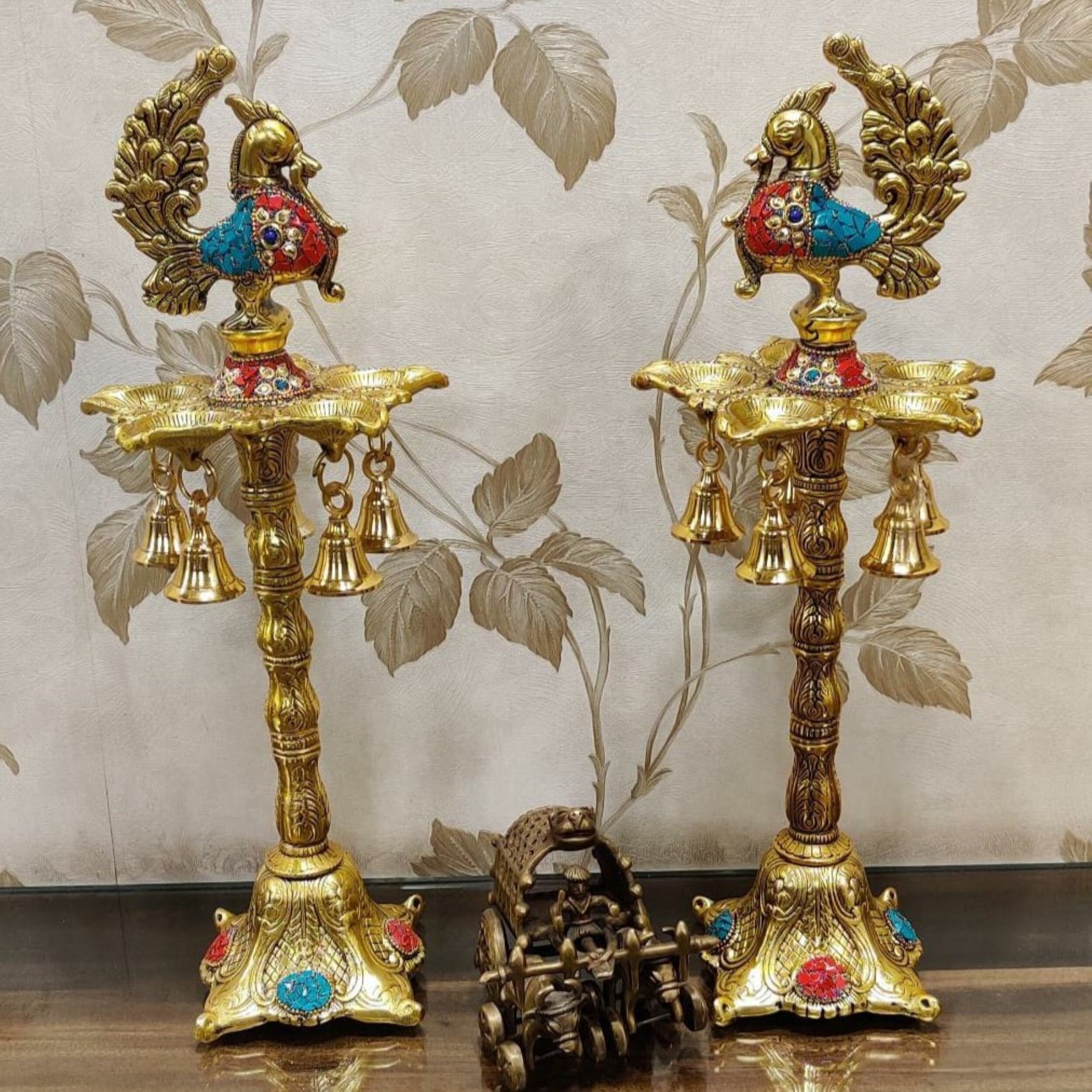 Set of 2 German Silver Samai ,deepak Yellow Antique Finish Unique ...