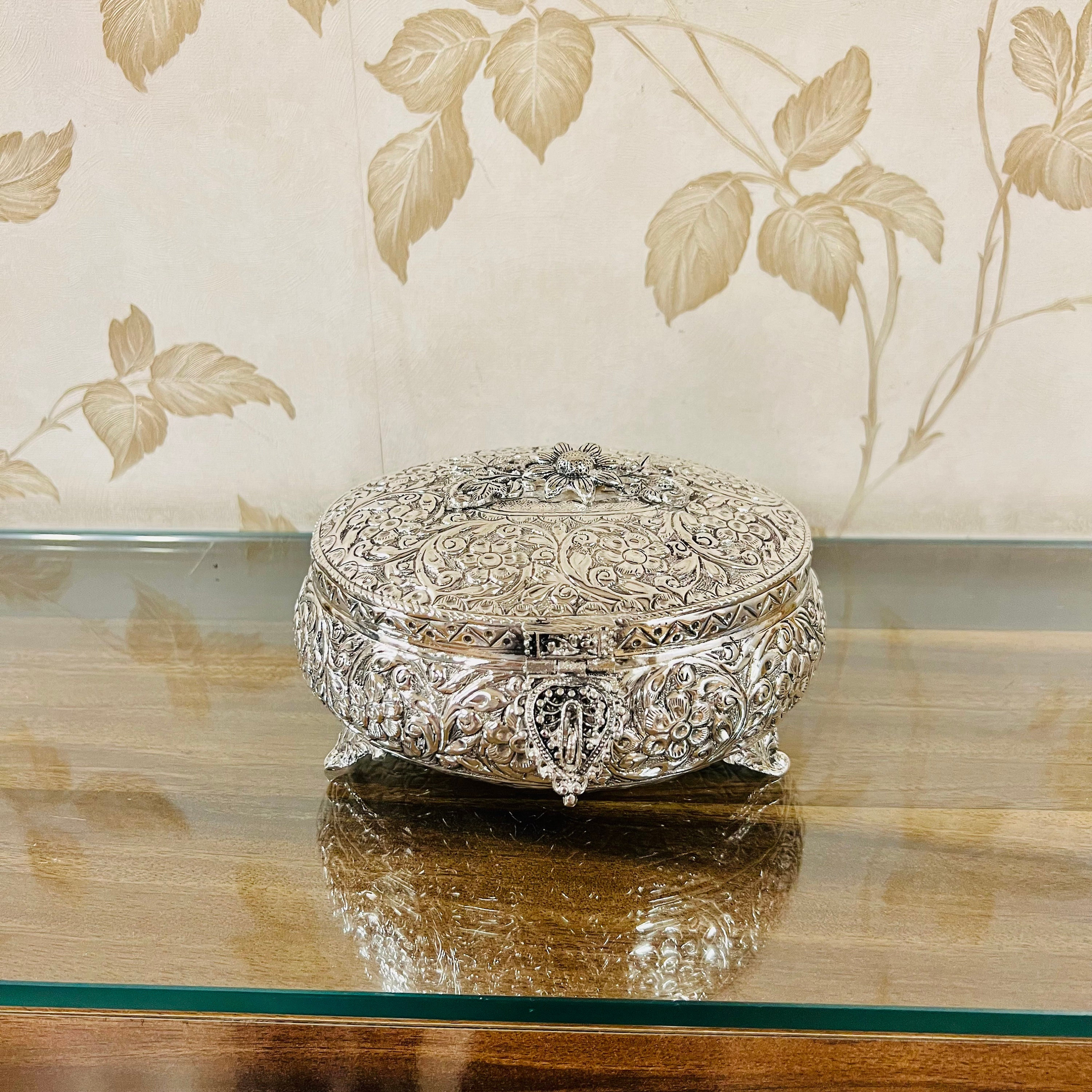 German Silver Box, Urli, Metal Box, Table Décor, Jewelry Box, Snack ...