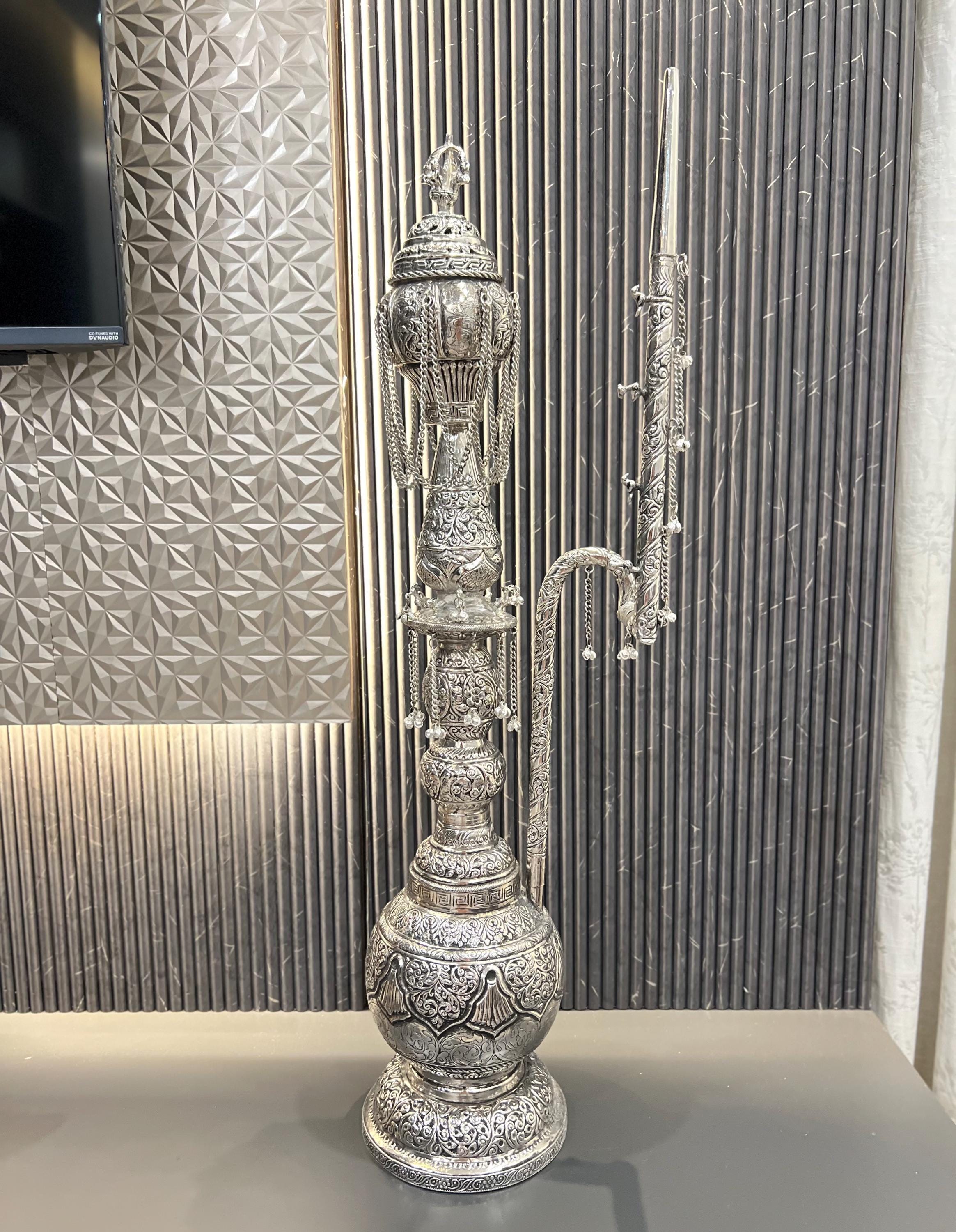 Vintage German Silver Hookah Set: Handmade Repousse Narghile ...