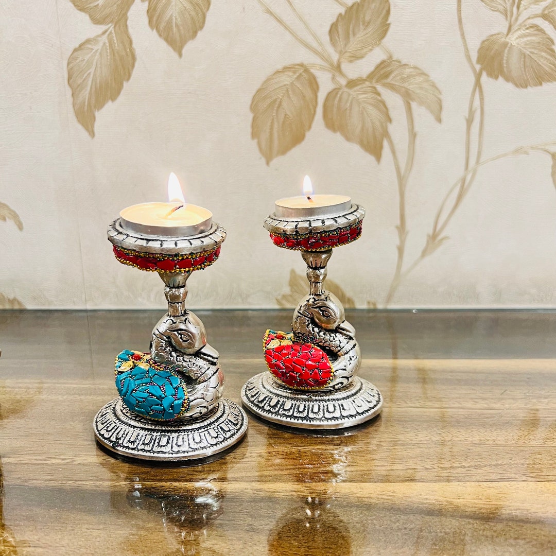 Swan Tealight Holder: German Silver Diwali Gifts, Wedding Favors (lot ...