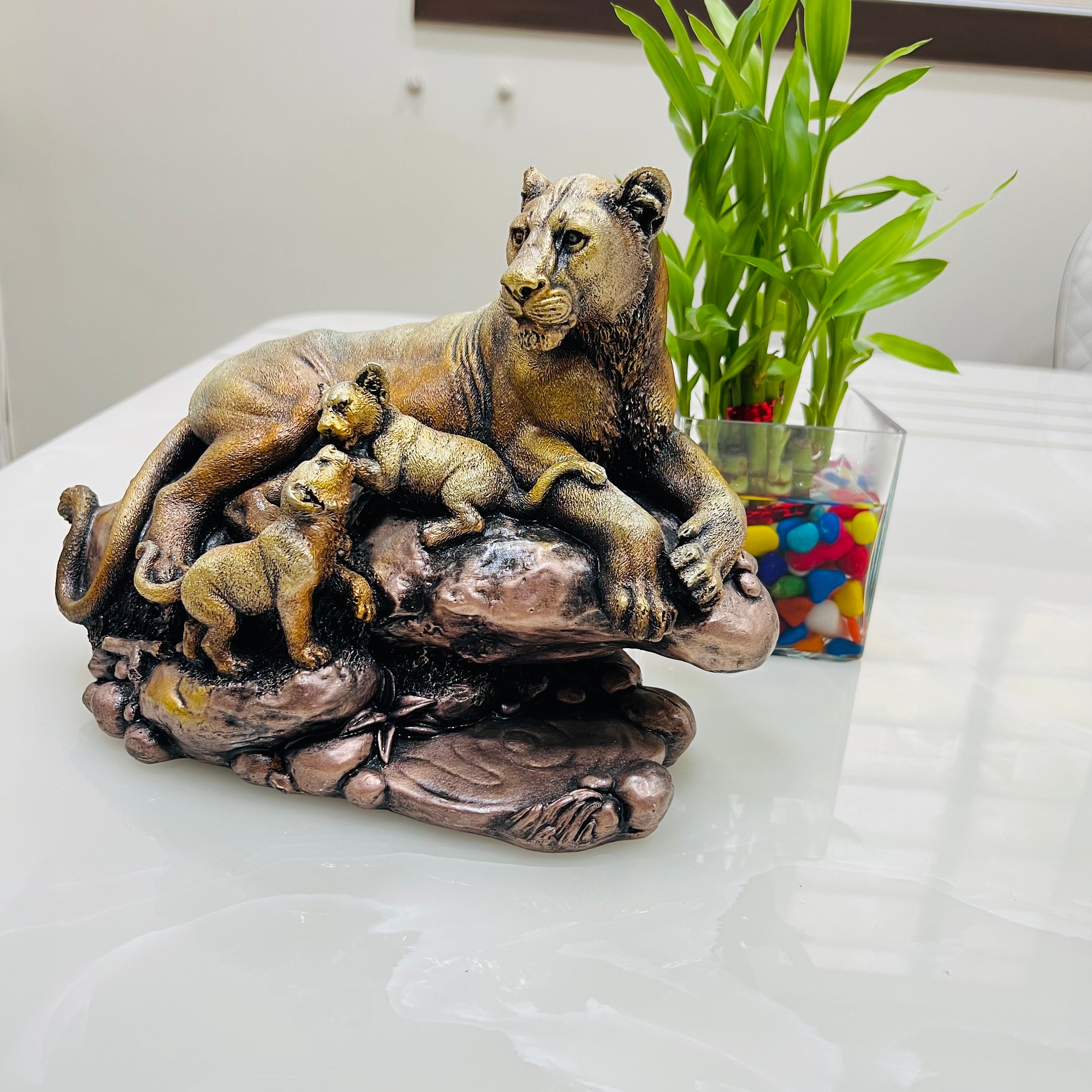 Tiger Family Statue Dust Marble Tiger Showpiece for Decor - Etsy