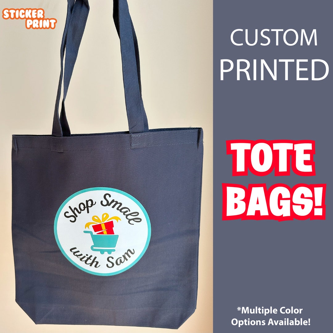 Custom Printed Tote Bags Custom Text Tote Shopping Bags Multiple Color ...
