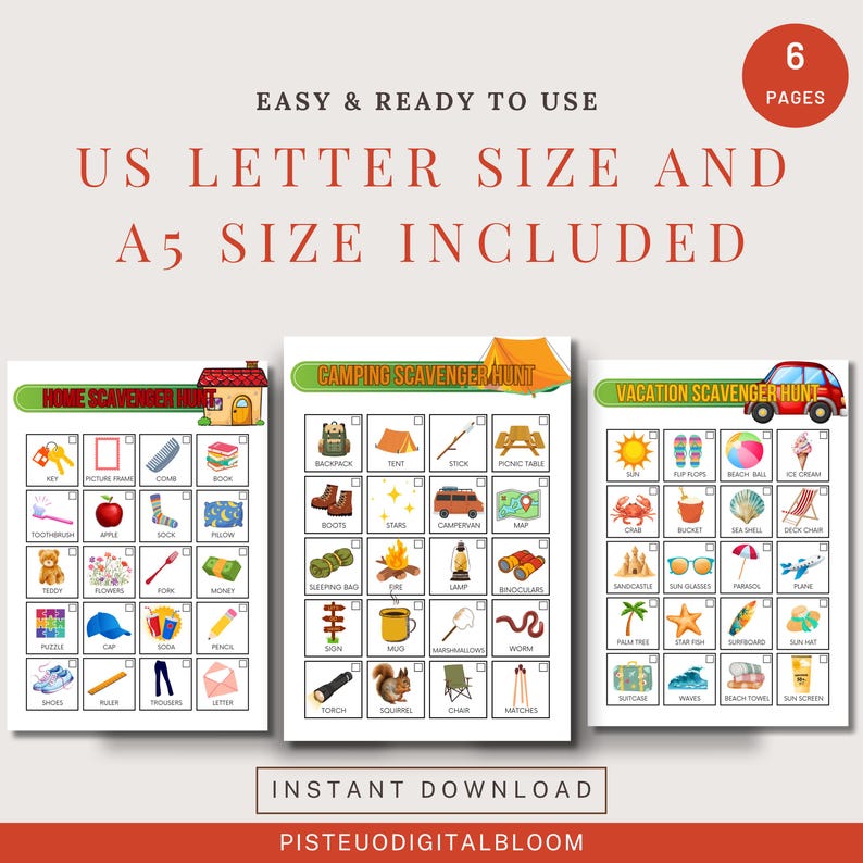 Camping Scavenger Hunt, Outdoor Camp Activities , Kids Scavenger Hunt ...