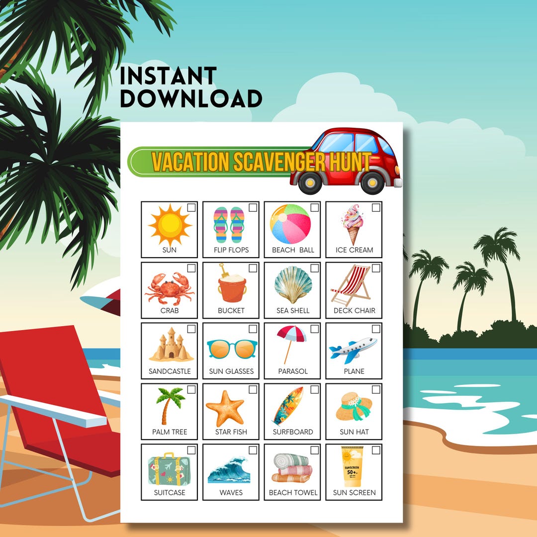 Vacation Scavenger Hunt,road Trip Games, Outdoor Family Travel for Kids ...