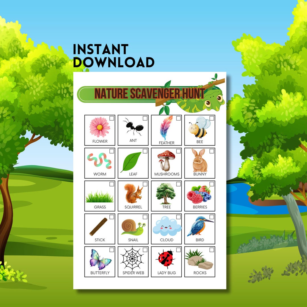 Nature Scavenger Hunt, Spring Unit Study | Printable Outdoor Treasure ...