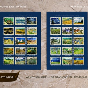 Van Gogh Scenic Painting Printable Stamps | Digital Download | Vintage ...