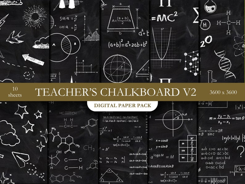Teacher Blackboard Chalk Digital Paper | Classroom Kids Background ...