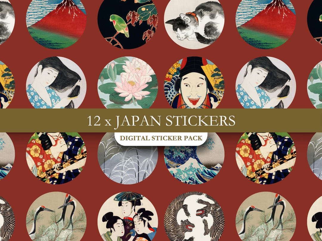 Japanese Art Sticker Pack - Ukiyo-e Stickers, Washi Art Stickers ...