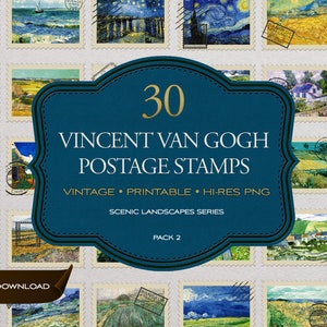 Van Gogh Scenic Painting Printable Stamps | Digital Download | Vintage ...