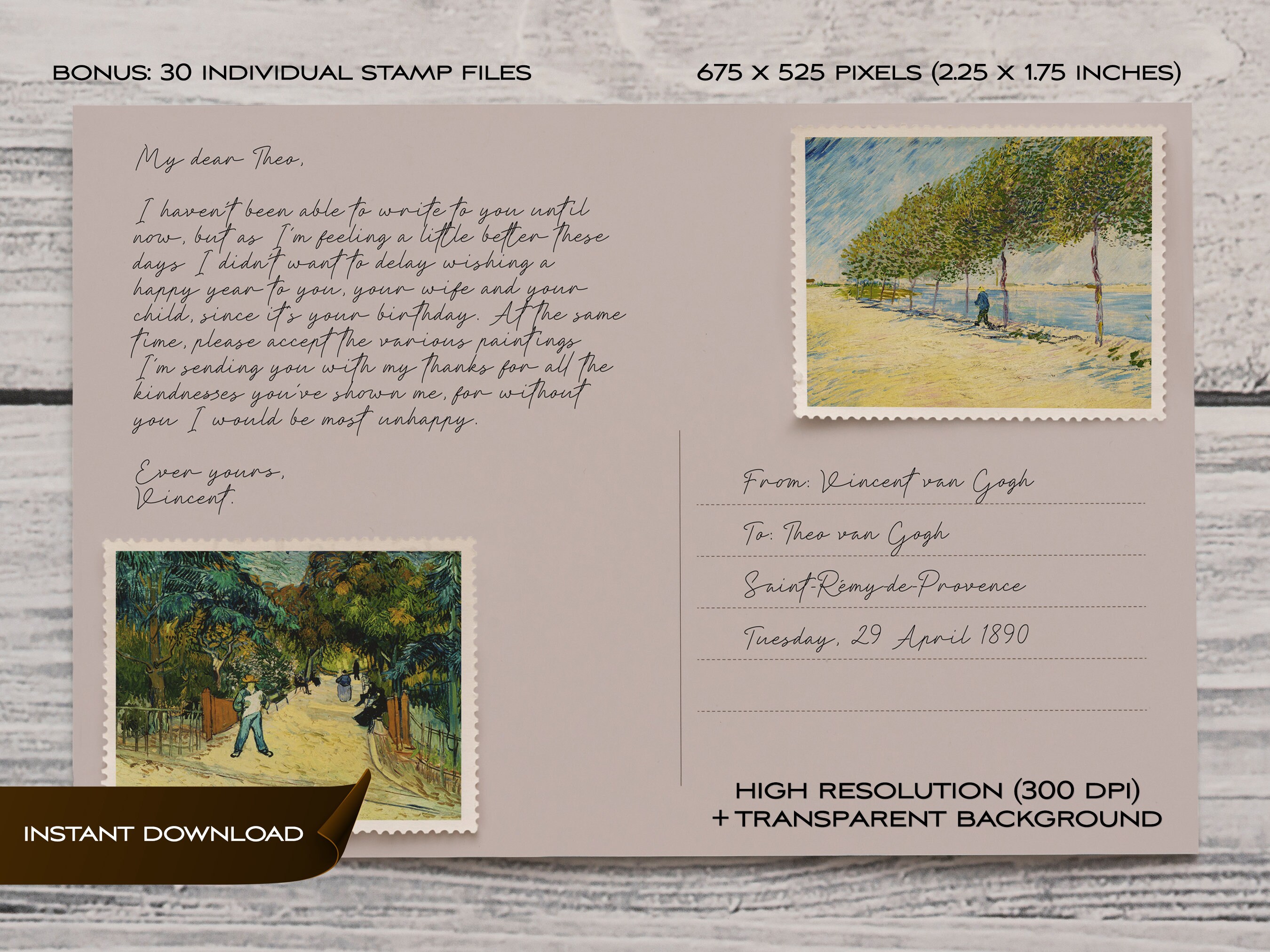 Vincent Van Gogh LANDSCAPE Printable Stamps | Digital Download ...