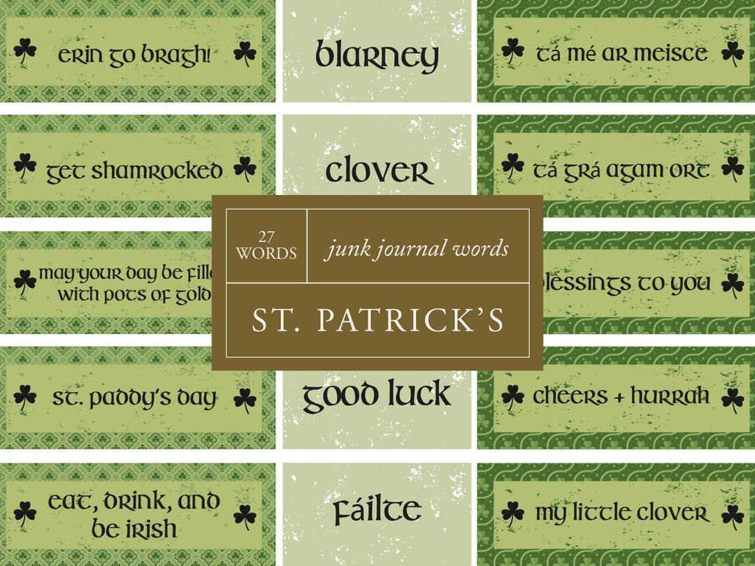 St Patrick Junk Journal Words | St. Paddy's Day | Luck of the Irish ...
