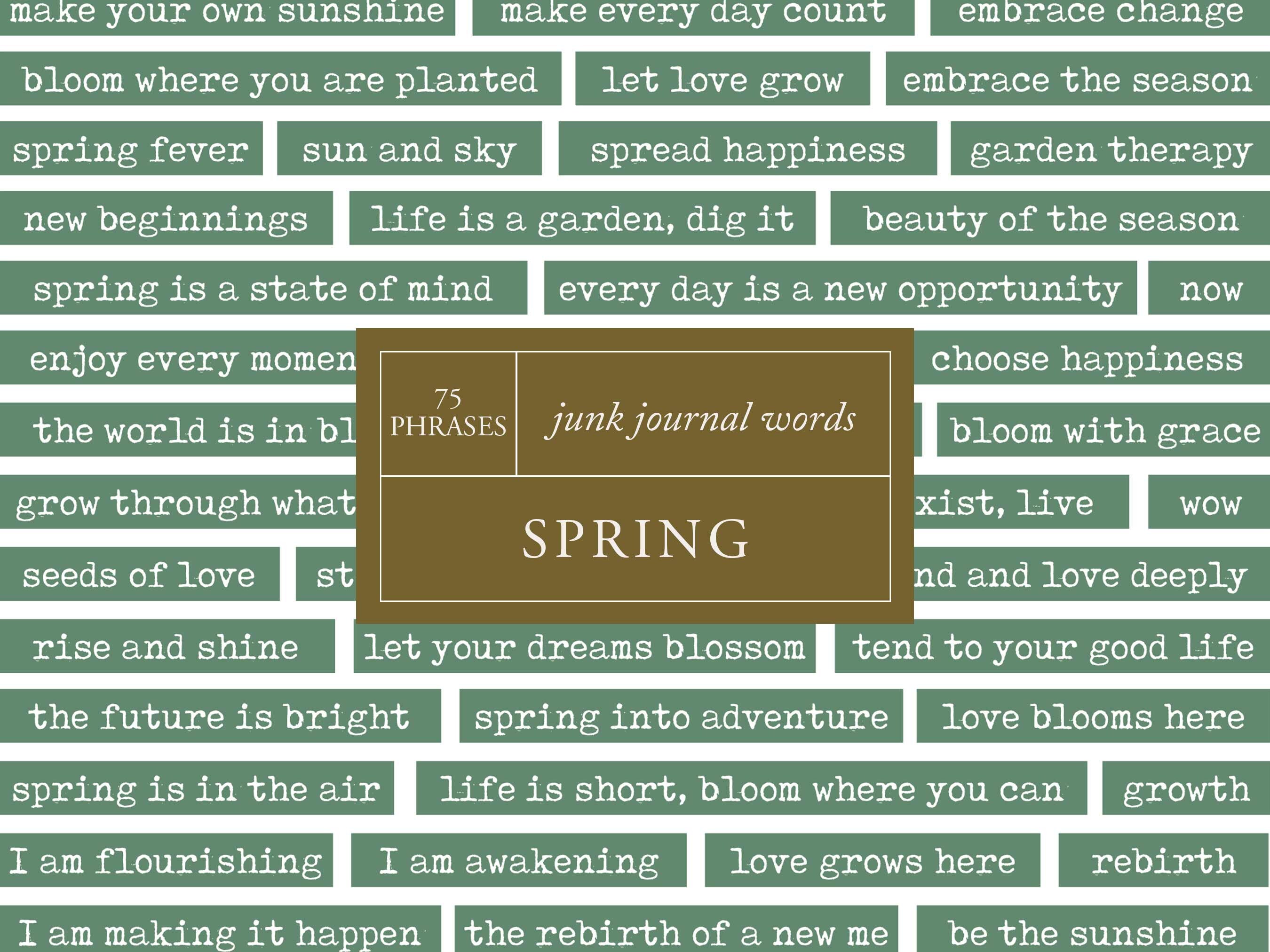SPRING Words for Junk Journal Inspirational Affirmation Card Printable ...