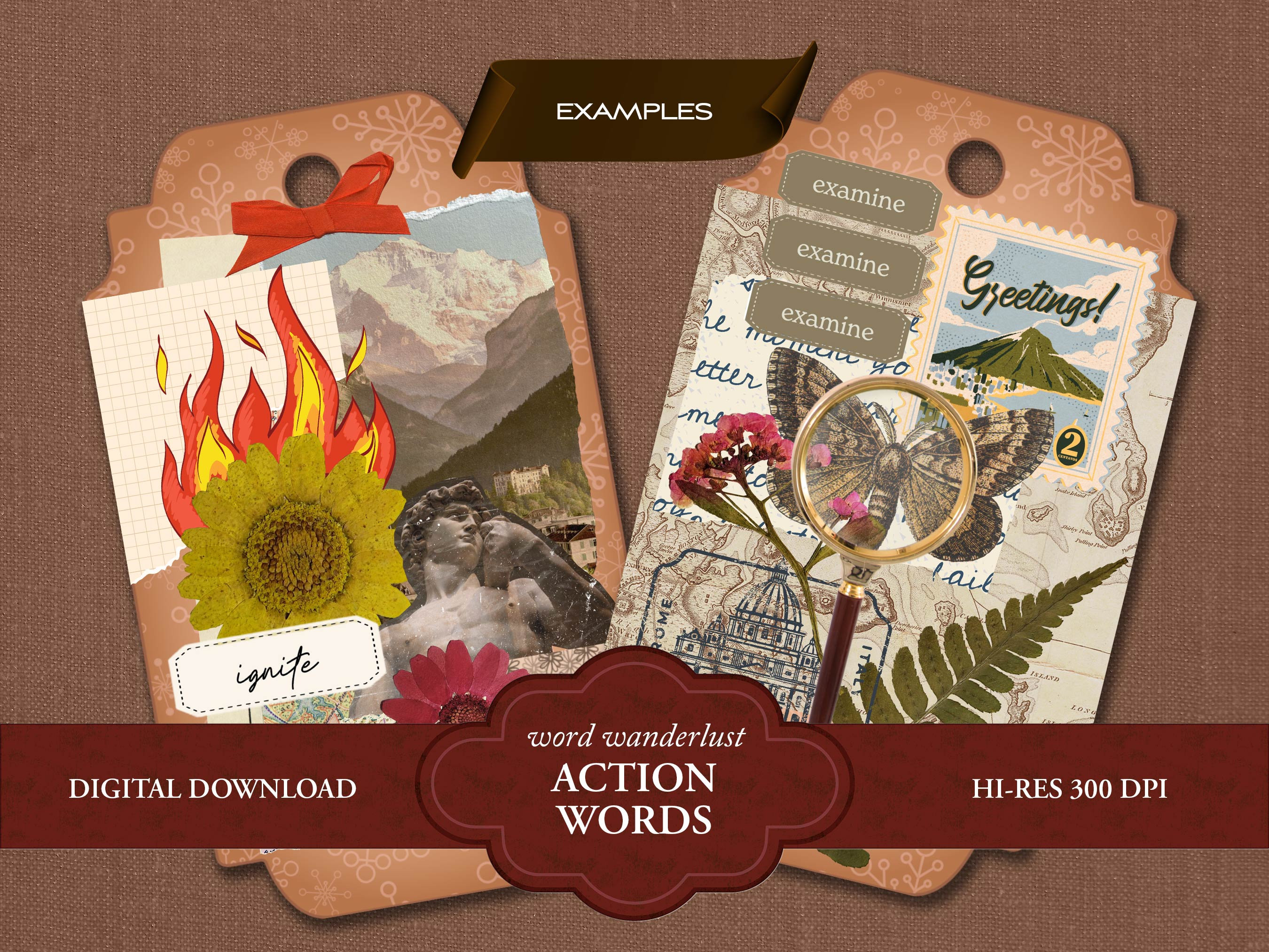 112 Affirm Junk Journal ACTION WORDS Sticker | Digital Download Core ...