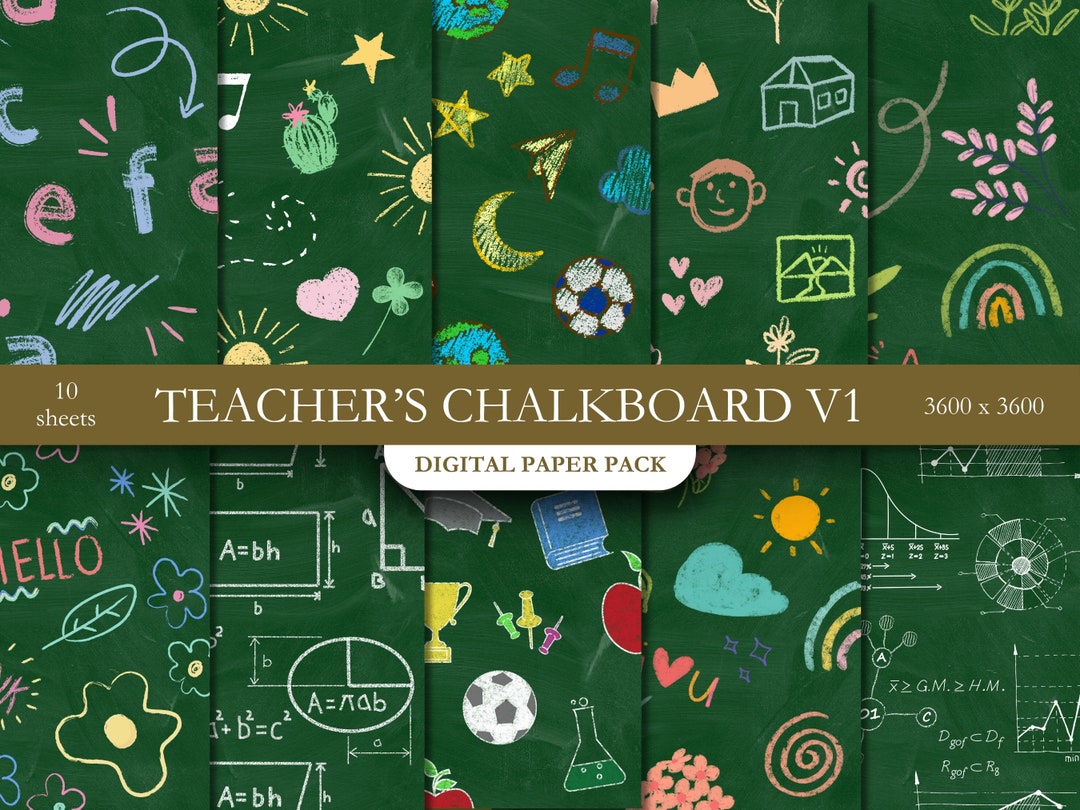 Teacher Green Chalkboard Digital Paper | Classroom Kids Background ...