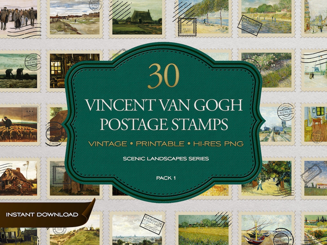 Vincent Van Gogh LANDSCAPE Printable Stamps | Digital Download ...
