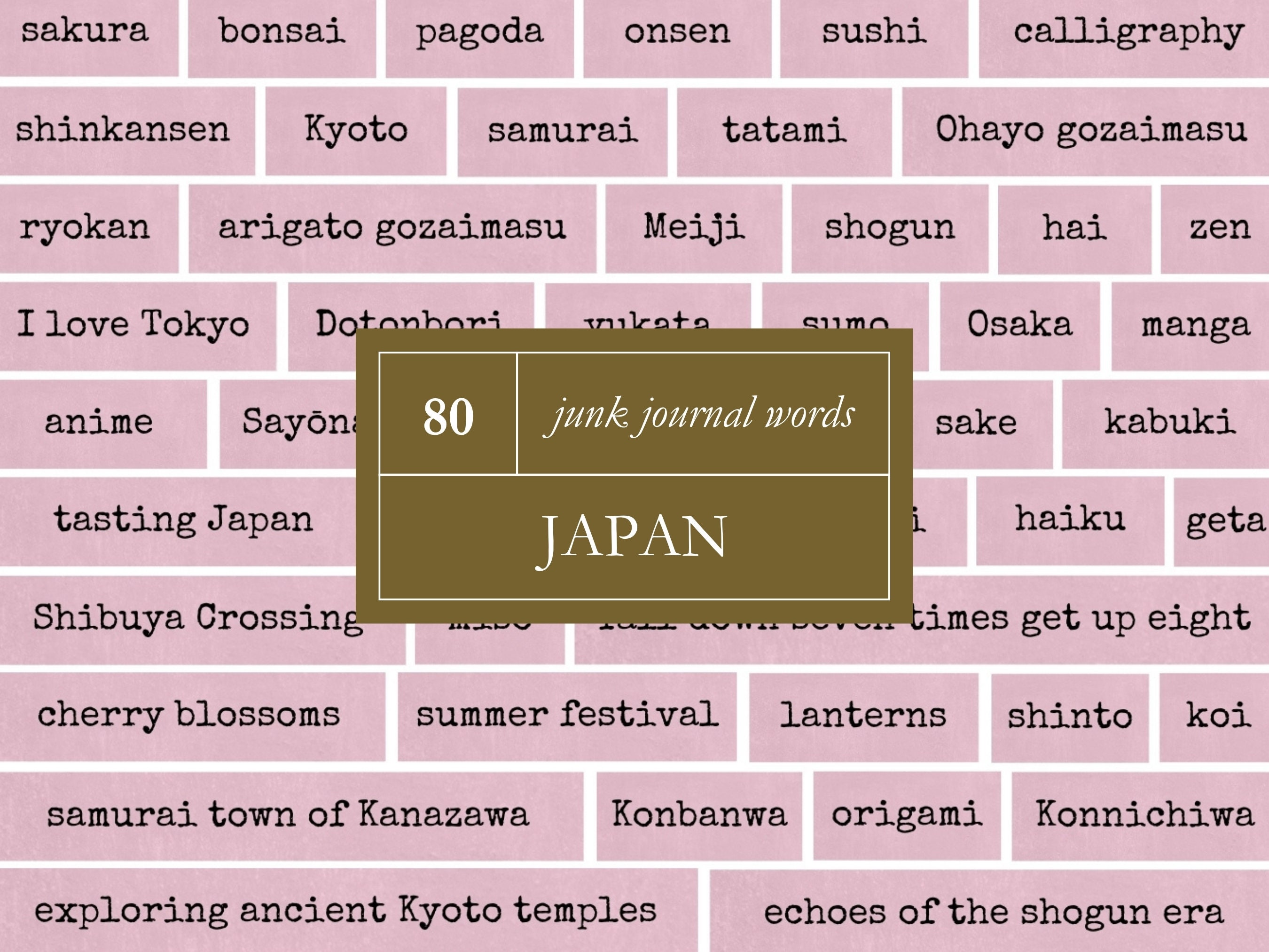 JAPAN Words for Junk Journal | Inspirational Digital Quotes ...
