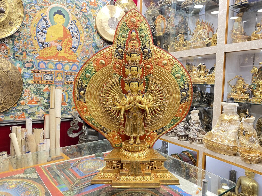 81cm, 1000 Arms Sahasrabhuja Avalokitesvara Premium Statue, Full Fire ...