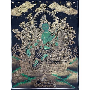 30x23cm, Thangka Painting of Green Tara, Hand Painted in Nepal - Etsy