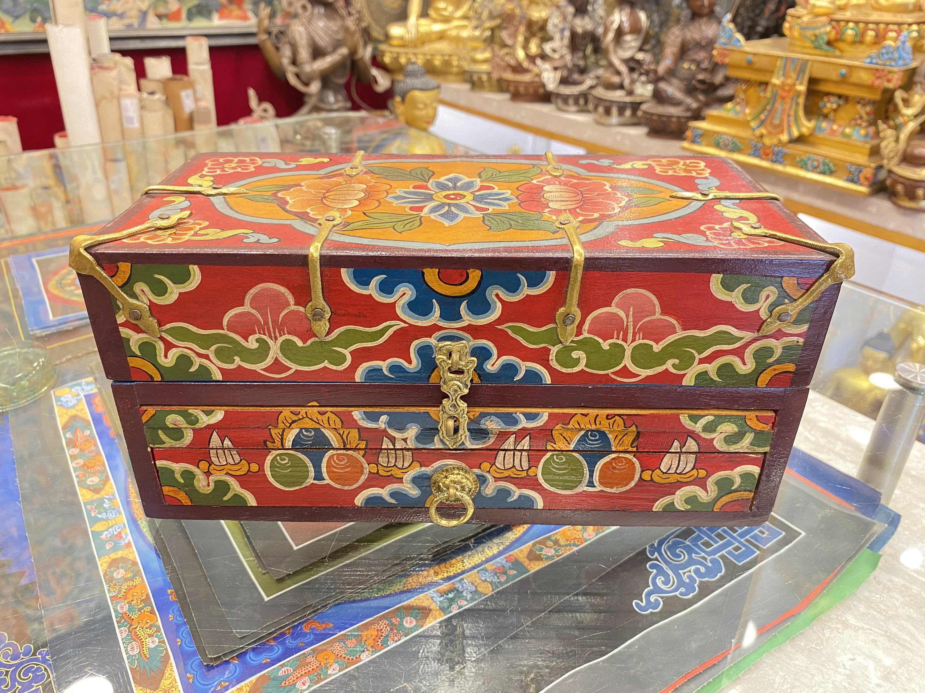26x12x13cm, Buddhist Handmade Wooden Traveling Altar Box, Foldable ...