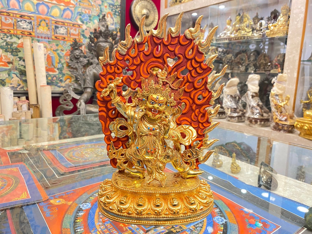 25cm, Vajrapani Statue, Full Gold Plated With Face Painted, Stones Set ...
