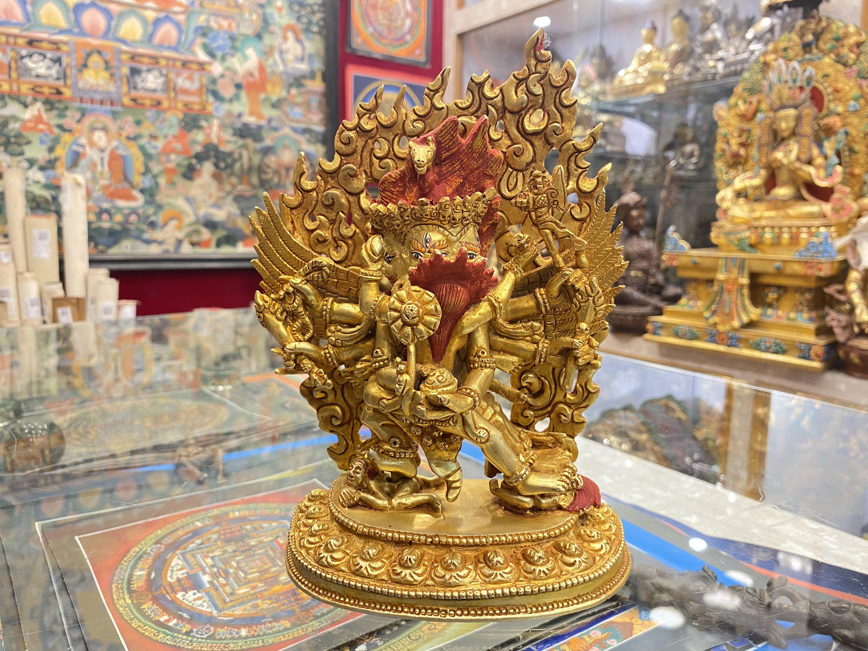 21cm, Hayagriva Statue, With Full Gold Plated and Painted Face ...