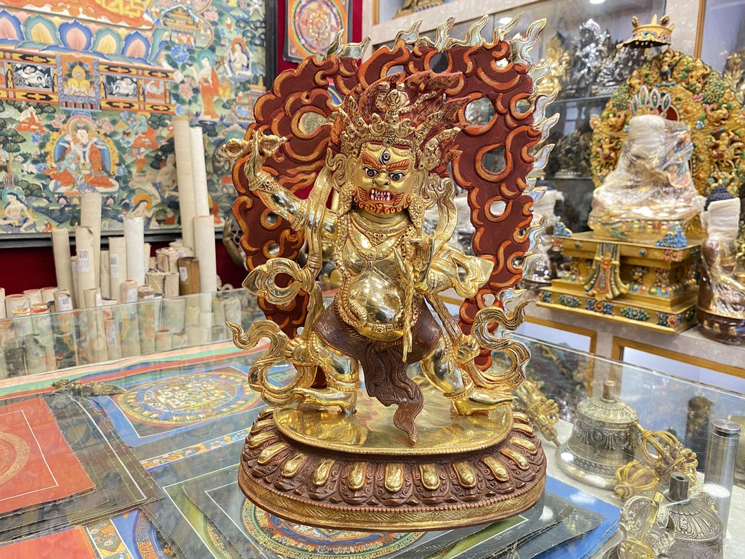 33cm, Vajrapani Statue, Chana Dorje, Gold Plated, Face Painted ...
