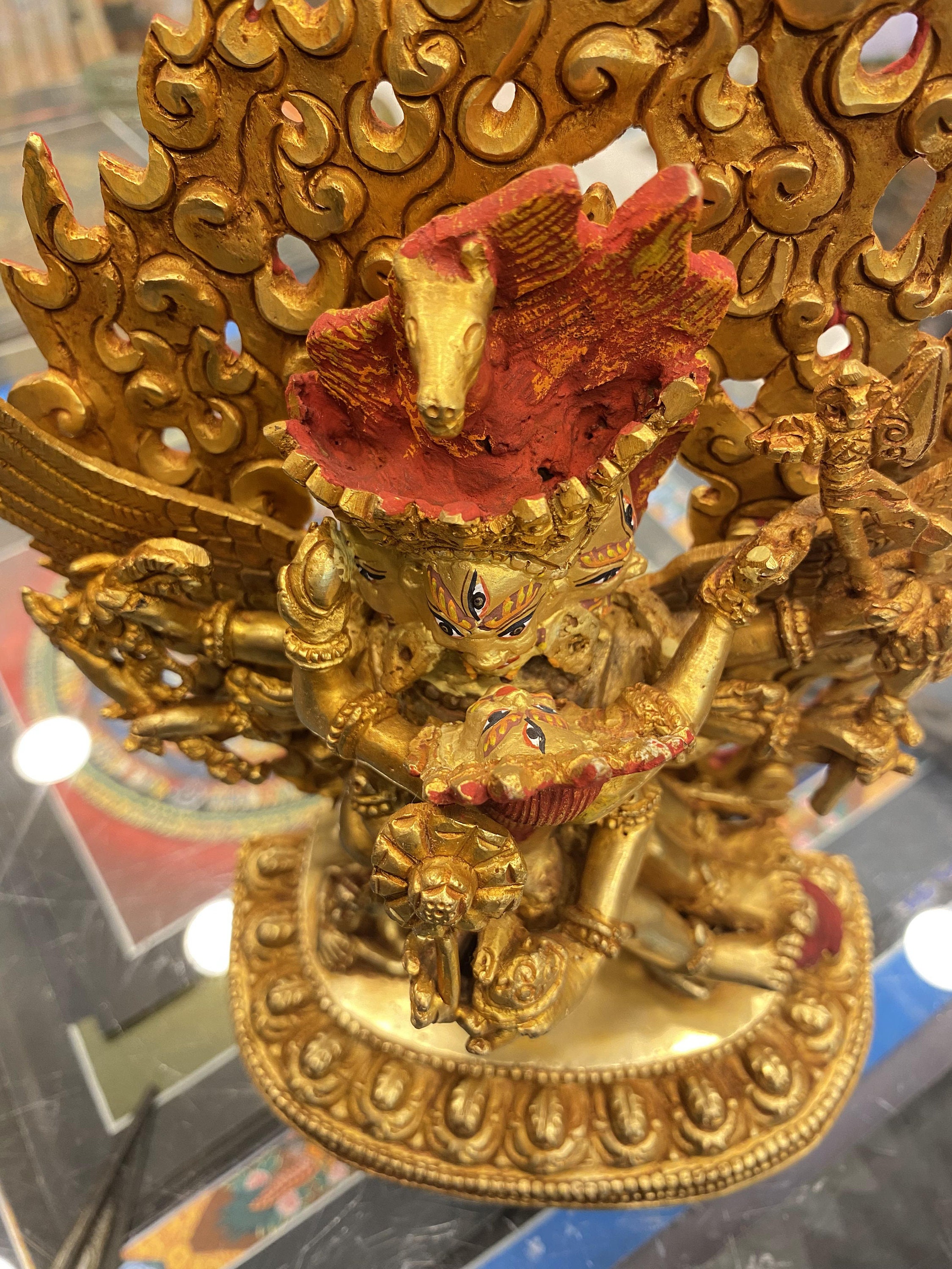 21cm, Hayagriva Statue, With Full Gold Plated and Painted Face ...
