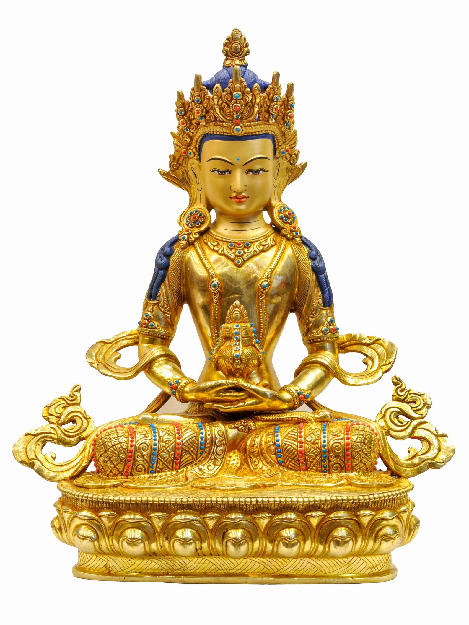 33cm, Aparimita Statue, Full Fire Gold Plated, Face Painted, Stone ...