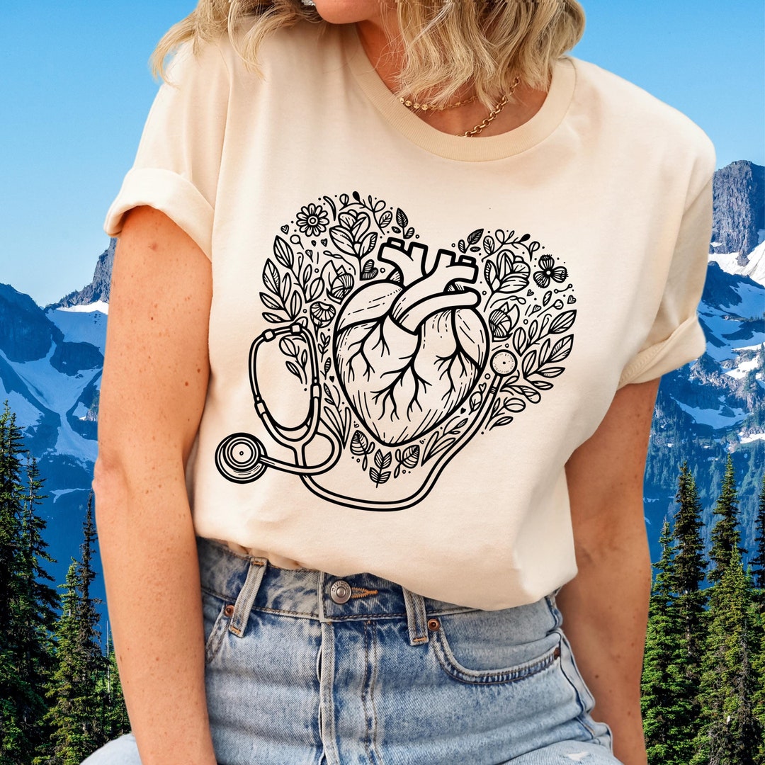 Heart Anatomy Shirt - Cardiac CVICU Nurse T-shirt - Cath Lab Tech ...