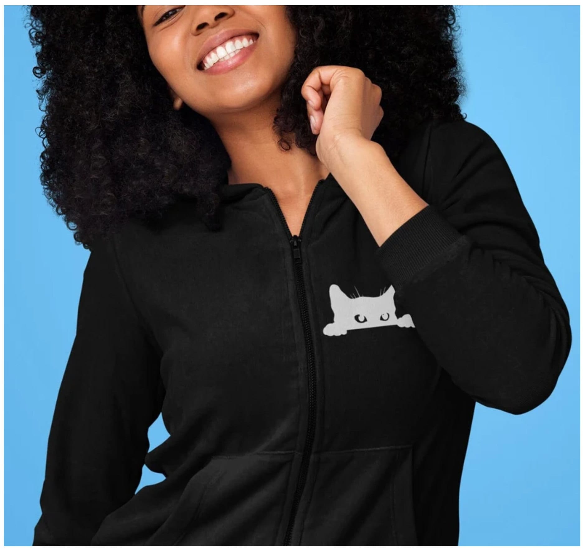 Black Cat Zip up Hoodie Cat Mom Shirt Cat Dad Full Zip Hooded ...