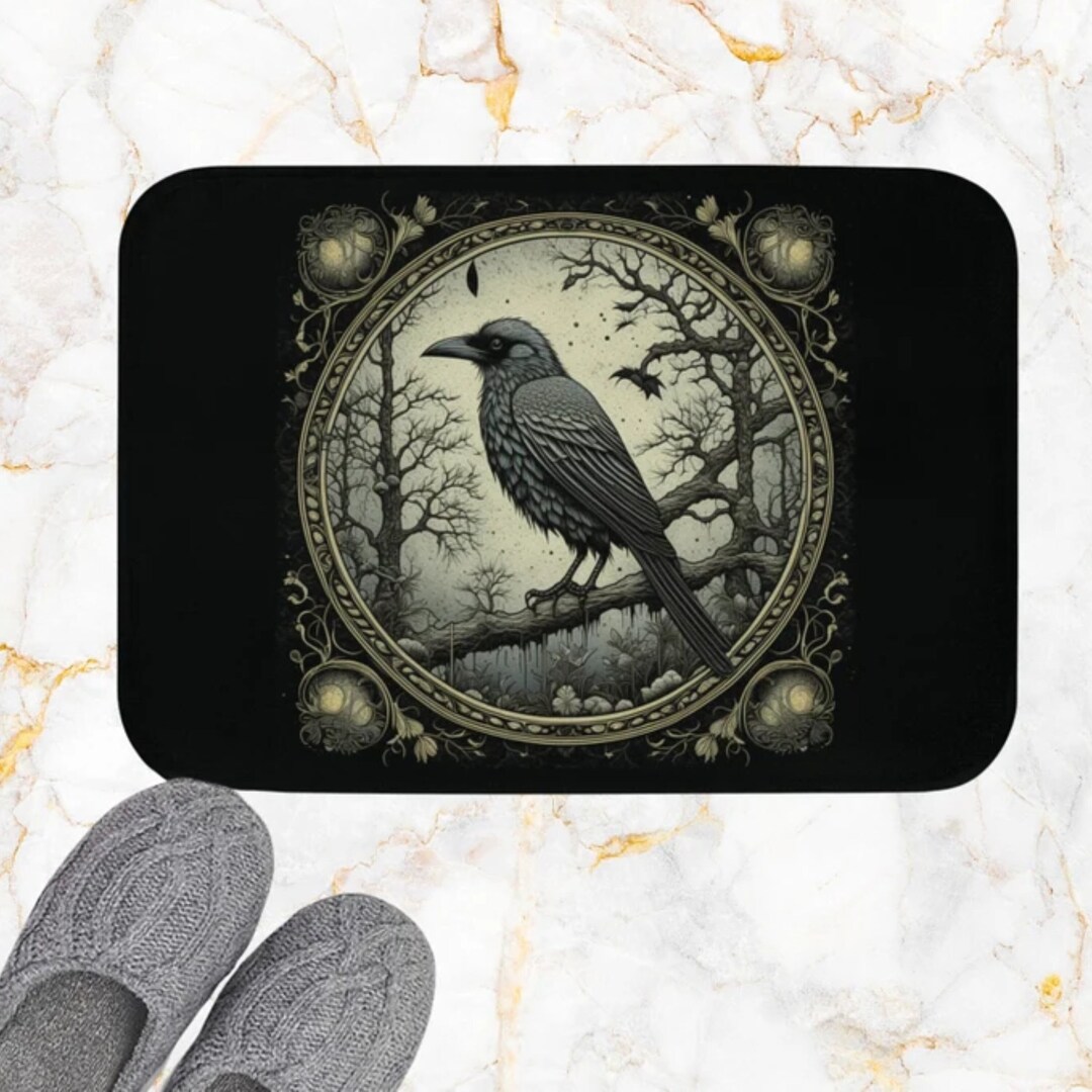 Gothic Raven Bath Mat: Dark Academia Crow Bathroom Decor - Etsy