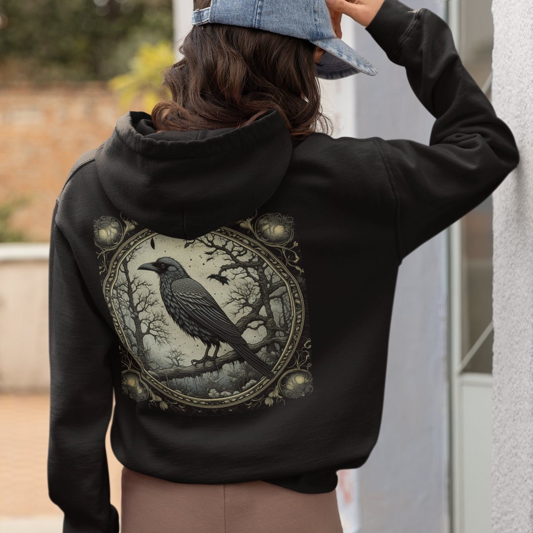 Gothic Raven Hoodie: Tarot Card Crow Sweatshirt - Dark Academia - Etsy