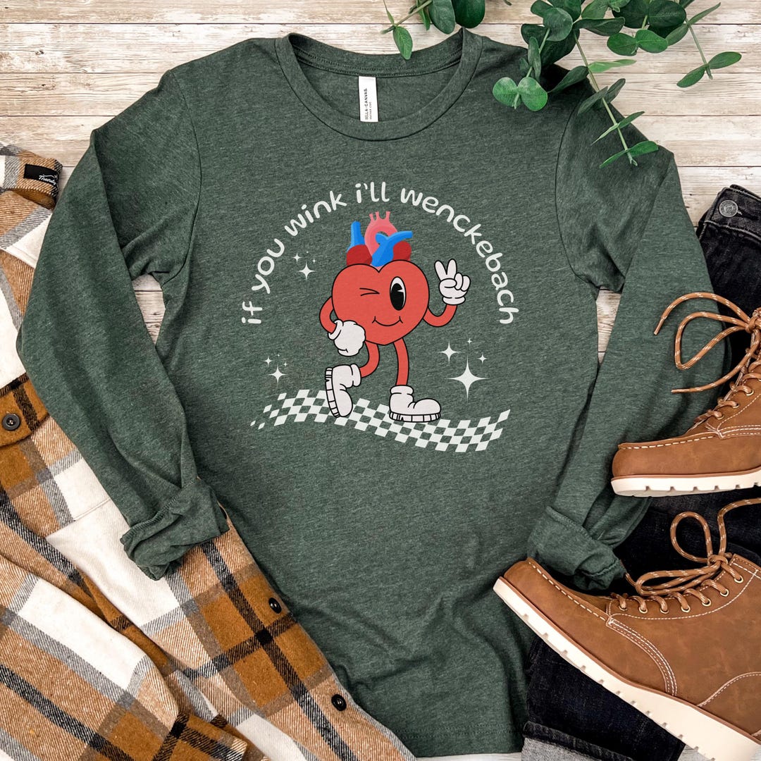 Cardiac Nurse Long Sleeve Tshirt Heart Anatomy Tee, Cath Lab ...