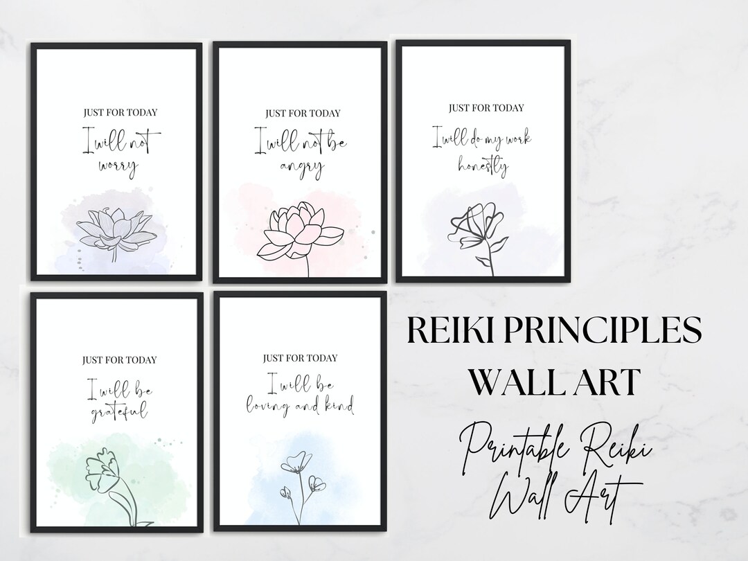 5 Reiki Wall Art Printables Reiki Princibles Paintings Just - Etsy