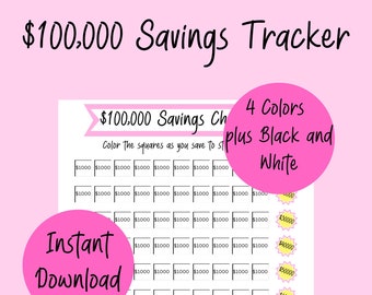 100k Savings Challenge, 100000 Saving Tracker, Save 100k, Printable ...