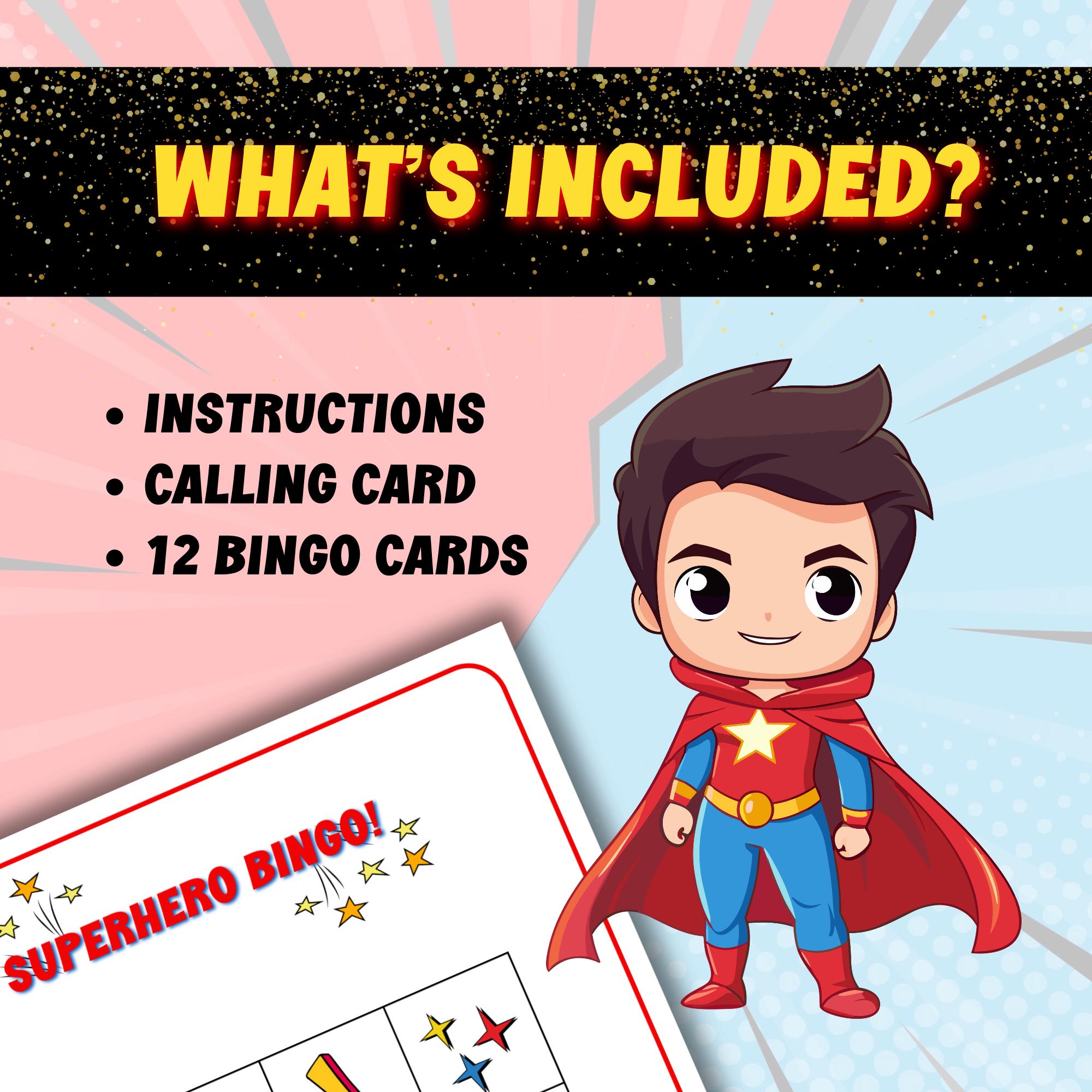 Superhero Bingo for Kids, Superhero Activities and Games for Children ...