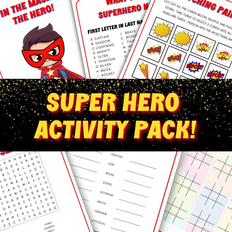 Superhero Activity Pack for Kids, Superhero Activities and Games for ...