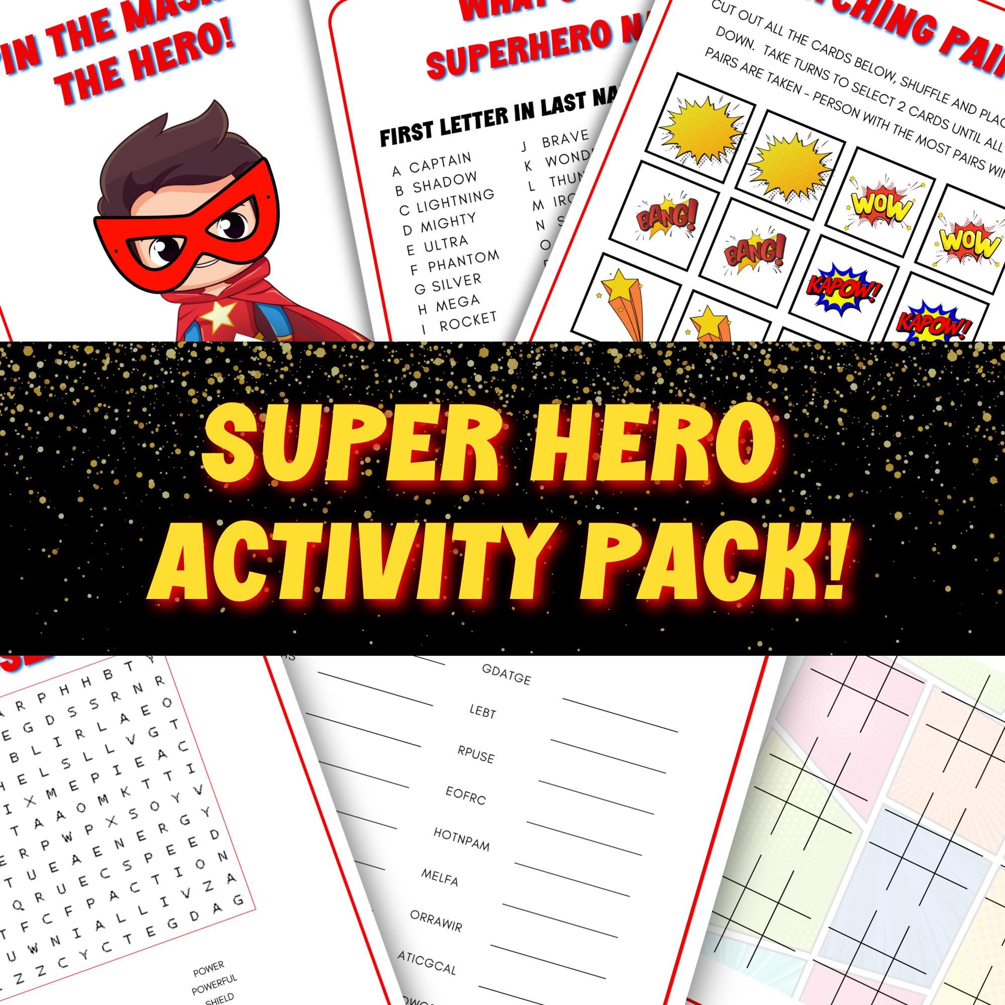 Superhero Activity Pack for Kids, Superhero Activities and Games for ...