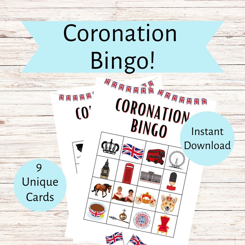 Coronation Bingo, King Charles III Coronation, Royalty Themed Games ...