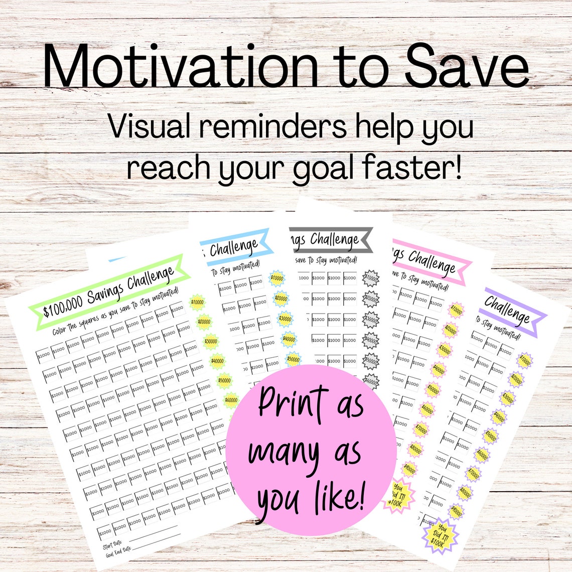 100k Savings Challenge, 100000 Saving Tracker, Save 100k, Printable ...