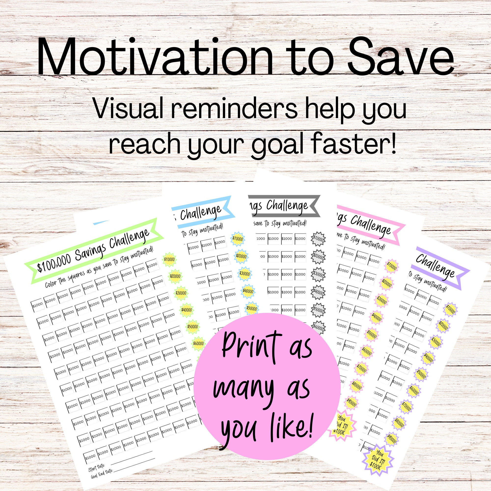 100k Savings Challenge, 100000 Saving Tracker, Save 100k, Printable ...