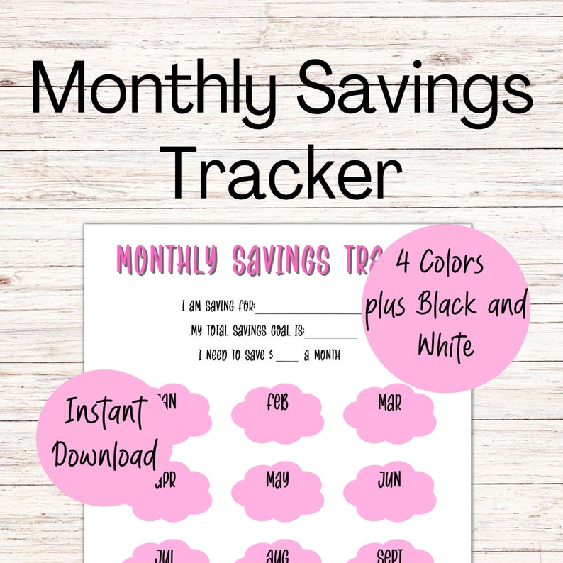 Monthly Savings Challenge Printable, Monthly Saving Tracker, Savings ...