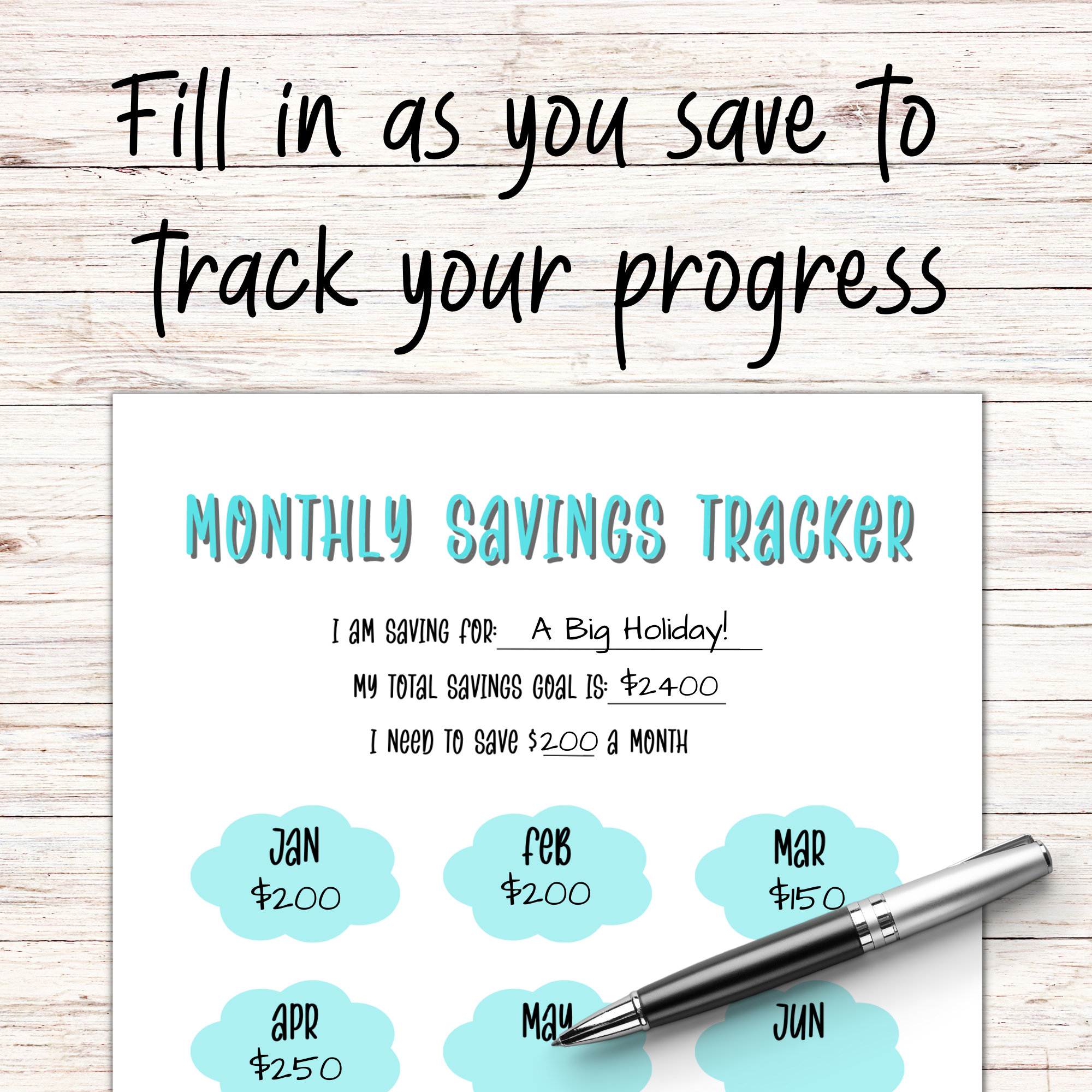 Monthly Savings Challenge Printable, Monthly Saving Tracker, Savings ...