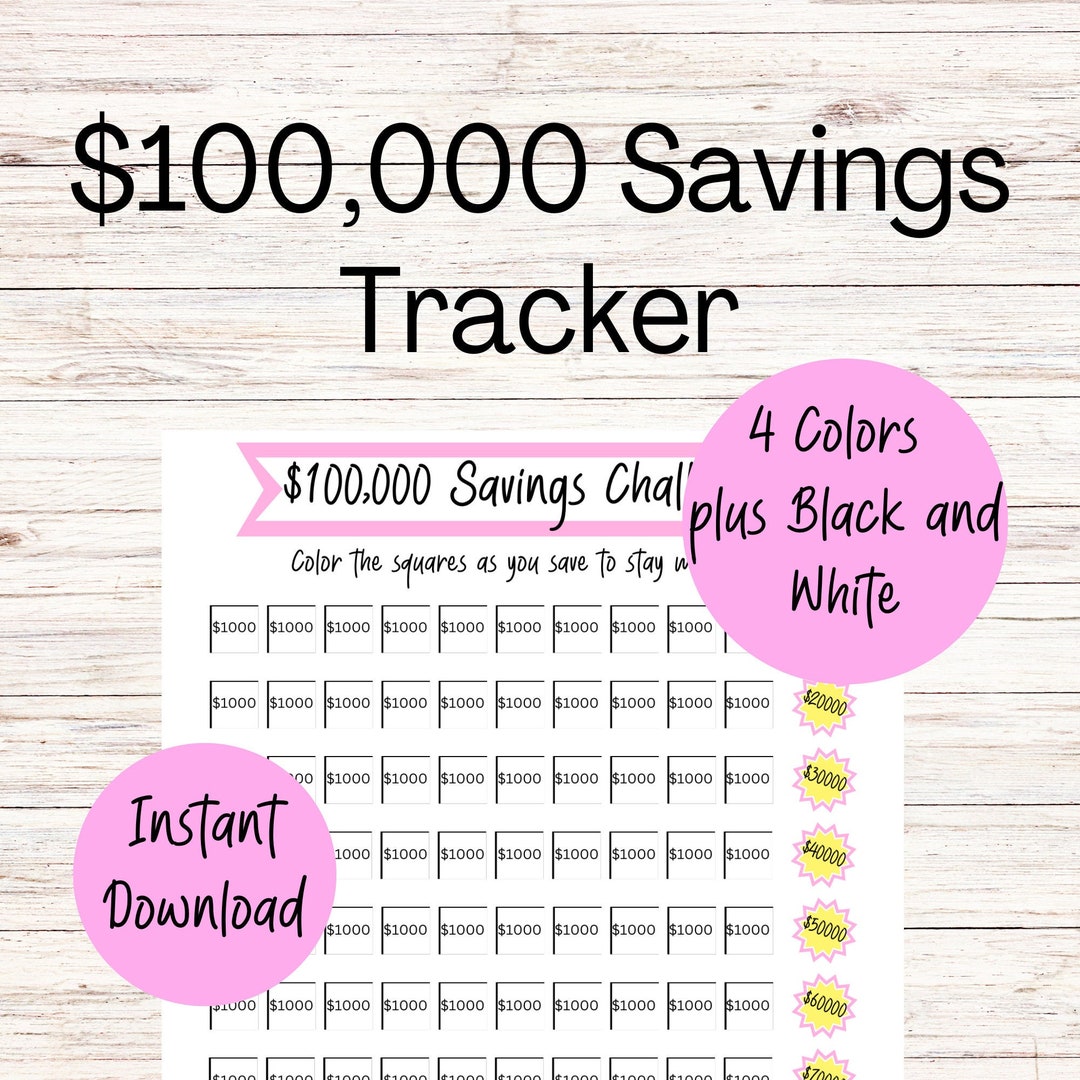 100k Savings Challenge, 100000 Saving Tracker, Save 100k, Printable ...